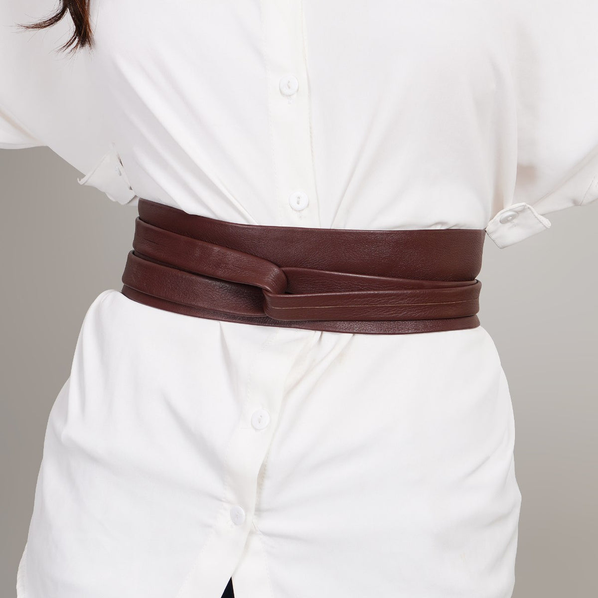 Dark Wine Leather Wrap Belt - Urban Lilith